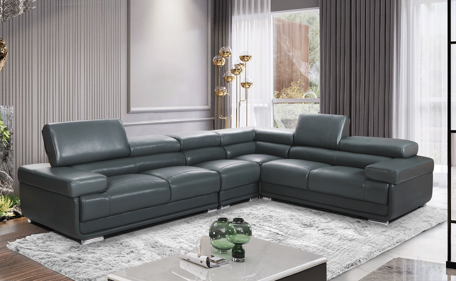 Leather Sectionals with Adjustable Headrests for Personalized Comfort ...
