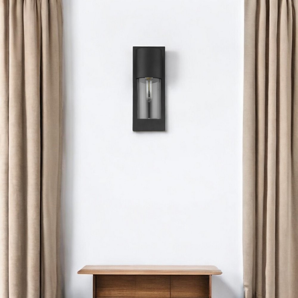 Contemporary Matte Black and Glass Wall Light – United Furniture Group