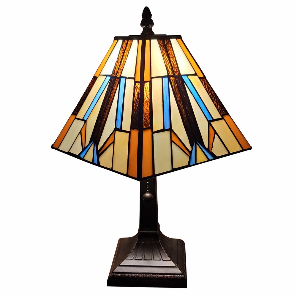 15" Dark Brown Metal Candlestick Table Lamp With Orange and Ivory Empi ...